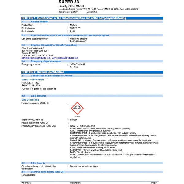 SUPER 33 All-Purpose Cleaner & Degreaser by Cleaners Choice – Payless ...